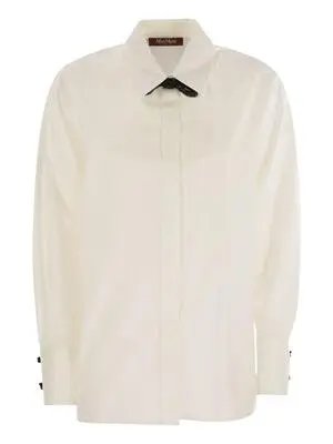 MAX MARA STUDIO Roll Cotton And Silk Poplin Shirt - White