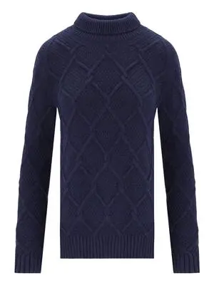 Barbour Burne Roll Turtleneck Sweater - Blue