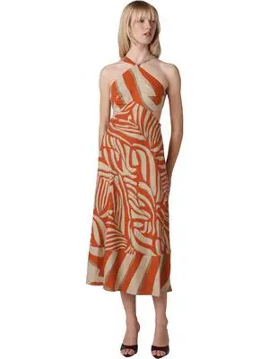 Diane Von Furstenberg Ava Midi Dress - Giant Savanna Shadow Burnt Ochre