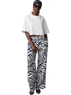 Diane Von Furstenberg Dakota Wide Leg Pants - Savanna Shadow Navy