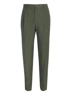 Sunspel Linen Pleated Trousers - Green