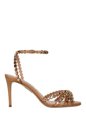AQUAZZURA Leather Tequila 85 Sandals - Brown