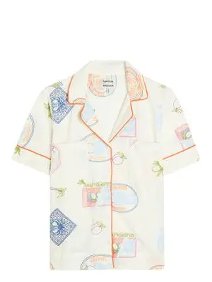 DAMSON MADDER Embroidered Cotton-blend Shirt - Multicoloured