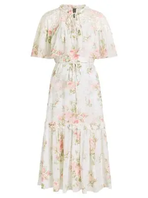 NEEDLE & THREAD Carla Floral-print Chiffon Midi Dress - White And Multi