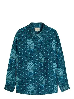 Hannah Artwear Stevie Printed Silk-chiffon Shirt - Indigo