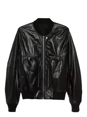 Rick Owens Leather Bomber Jacket - Black