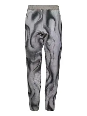 CASELLA MEYER Pleated Swirl-print Trousers - Grey