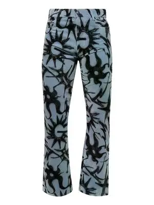 CASELLA MEYER Abstract-print Velvet Trousers - Blue