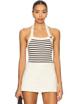 Sanctuary Sunkissed Rib Halter Top - Black & Macrame Stripe 2