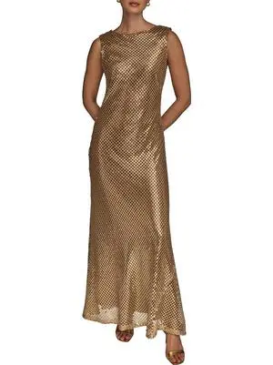 Donna Karan New York Sleeveless Sequin Gown - Gold