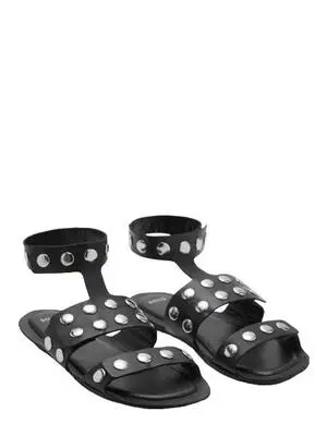 Mango Studded Ankle Strap Sandal - Black