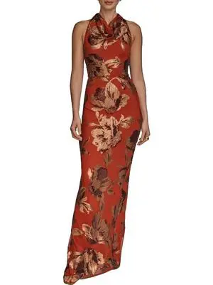 Donna Karan New York Sequin Floral Body-con Gown - Cinnamon/ Copper