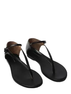 Mango Leather Strap Sandal - Black