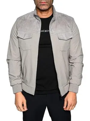 MACEOO Suede Trimmed Bomber Jacket - Grey