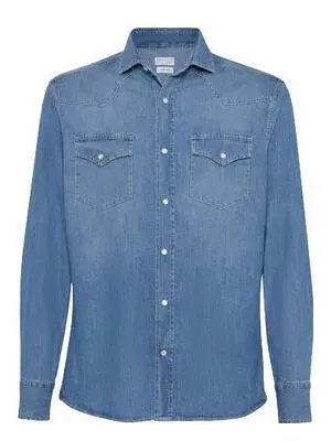 Brunello Cucinelli Lightweight Denim Shirt - Medium Denim