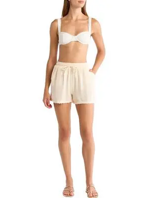 Elan Tie Waist Cotton Shorts - Natural