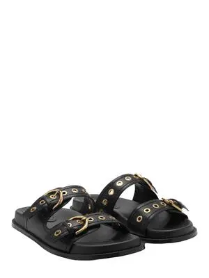 Mango Buckle Slide Sandal - Black