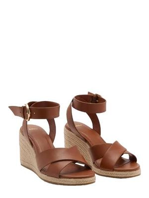 Mango Ankle Strap Wedge Sandal - Leather