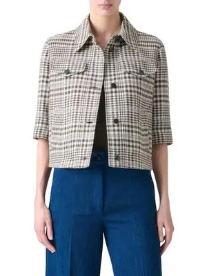 Akris Check Crop Jacket - Cream-black