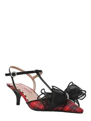 Betsey Johnson Lillyan Ankle Strap Pumps - Red Plaid