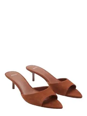 Mango Pointed Toe Kitten Heel Sandals - Burnt Orange