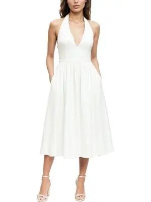Badgley Mischka Fit-and-flare Halter Sundress - White