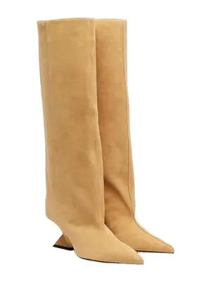 Attico Cheope 105 Suede Knee-high Boots - Beige
