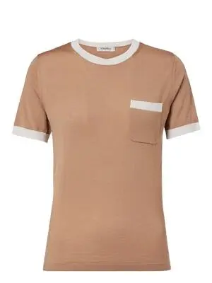 Max Mara Virgin Wool Crewneck Top - Brown
