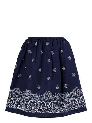 Miu Miu Bandana Cotton And Linen Miniskirt - Blue