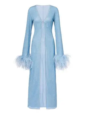 Oseree Lumière Feather-trimmed Robe - Blue