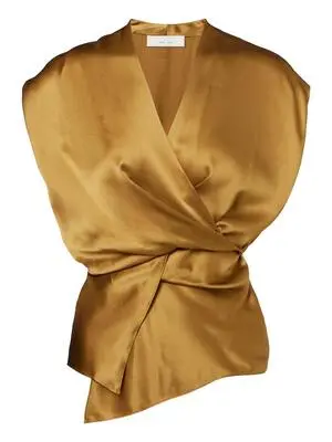 THE SEI Silk Satin Wrap Top