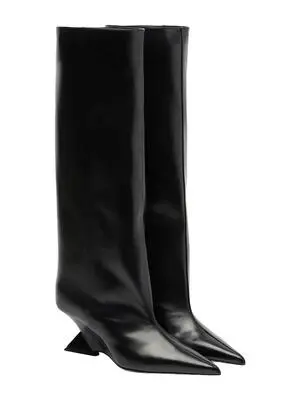 Attico Cheope 60 Leather Knee-high Boots - Black