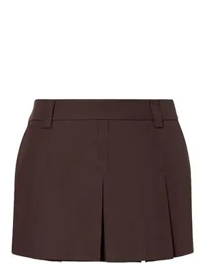 Miu Miu Logo Cotton-blend Miniskirt - Brown