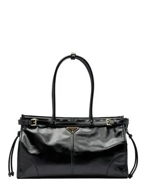 Prada Bonnie Large Leather Shoulder Bag - Black