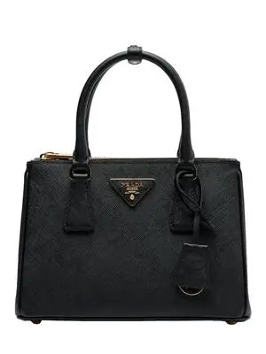 Prada Galleria Saffiano Small Leather Tote Bag - Black