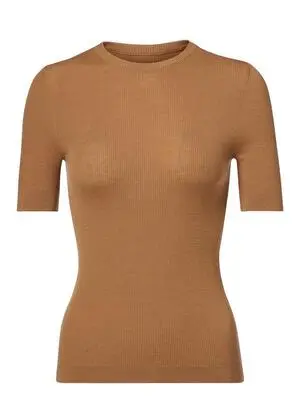 Khaite Celina Ribbed-knit Top - Brown