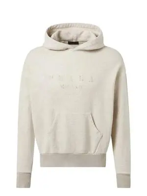 Prada Logo Cotton Hoodie - Beige