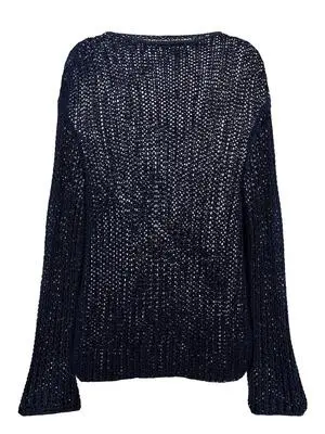 Khaite Elowen Open-knit Cotton-blend Sweater - Blue