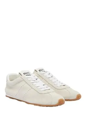 Miu Miu Plume Suede Sneakers - White