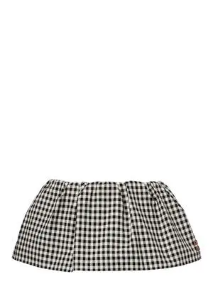 Miu Miu Bubble Gingham Cotton Miniskirt - Black