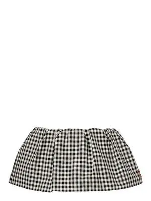 Miu Miu Bubble Gingham Cotton Miniskirt Black