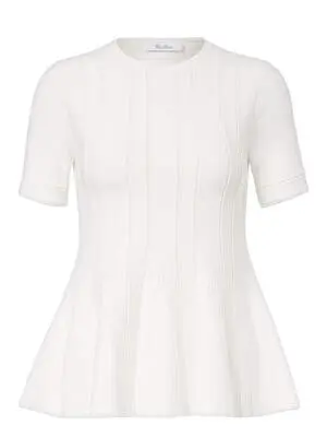 Max Mara Epoche Peplum Open-knit Top - White