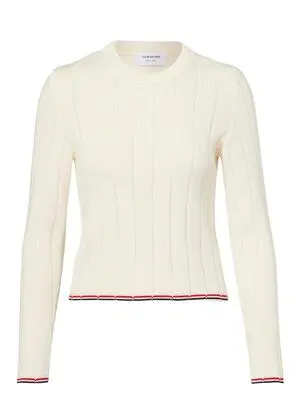 Thom Browne Cable-knit Virgin Wool Sweater - White