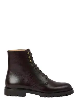 Brunello Cucinelli Leather Combat Boots - Brown