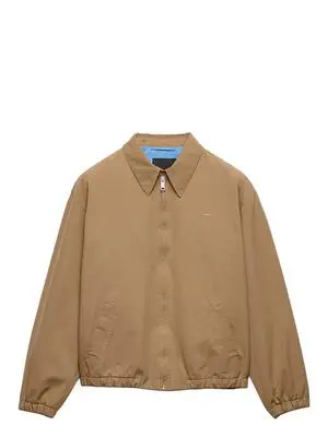 Prada Cotton Zip-up Jacket With Embroidered Logo - Brown