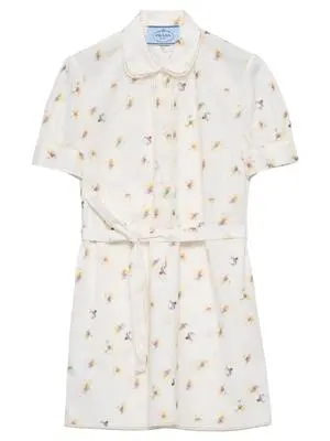 Prada Floral Print Poplin Mini-dress - Yellow
