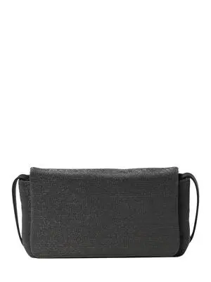 Brunello Cucinelli Leather Pouch With Monile Embroidery - Grey