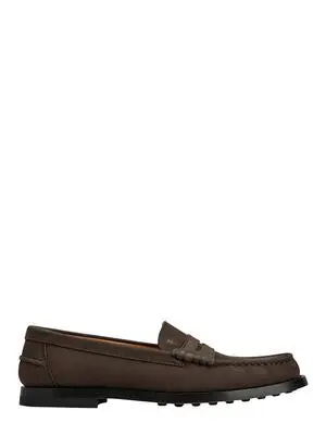 TOD'S Suede Penny Loafers - Brown