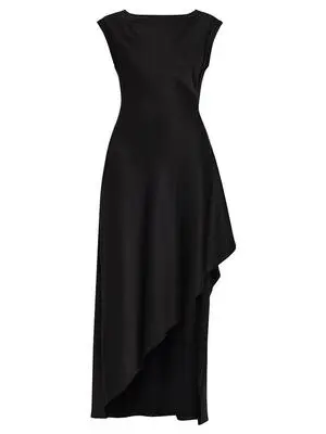JASON WU Crepe Back Satin Asymmetric Gown - Black