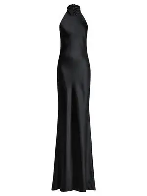Ralph Lauren Chilton Stretch Satin Gown - Black